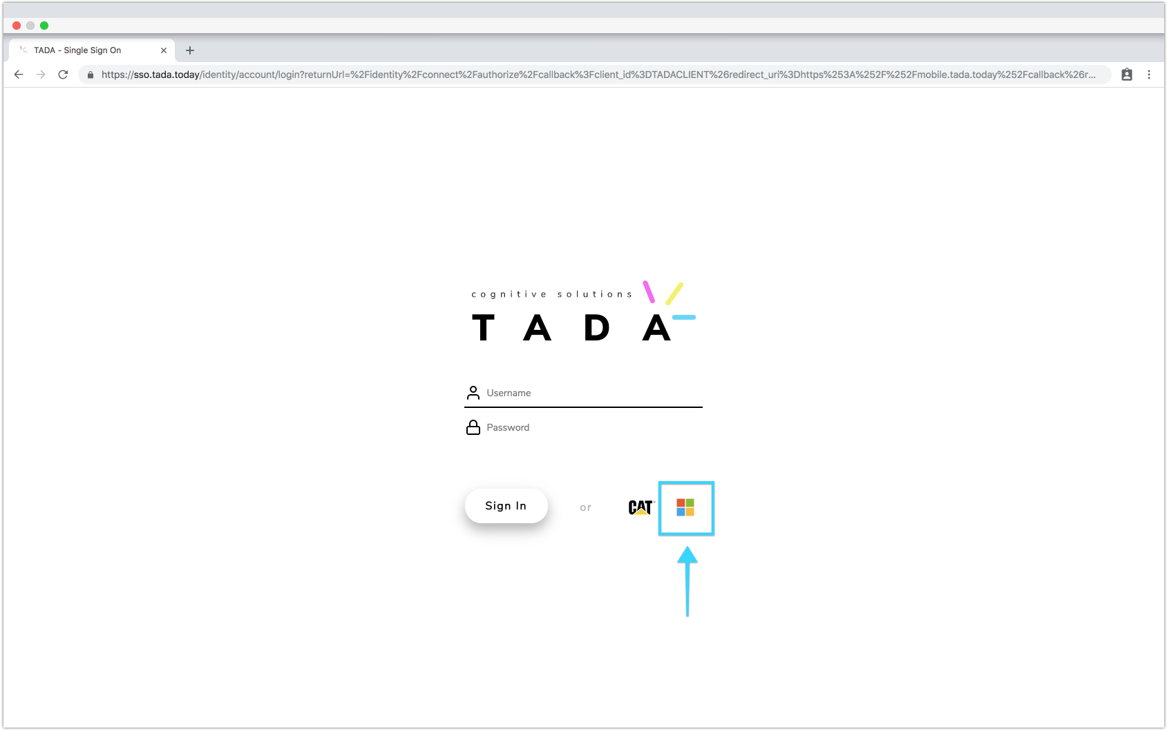 Logging in With Microsoft – Tada Cognitive Solutions